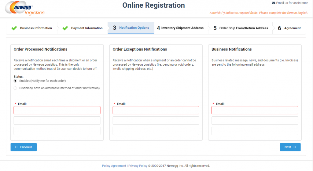 如何註冊 - Newegg Logistics Knowledge Base