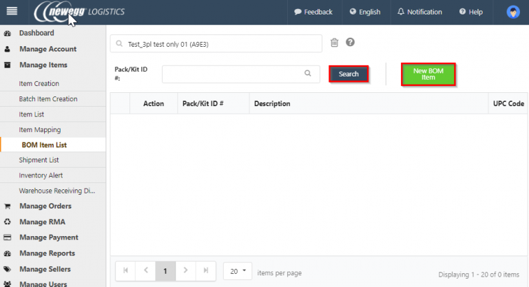 How to create Items - Newegg Logistics Knowledge Base