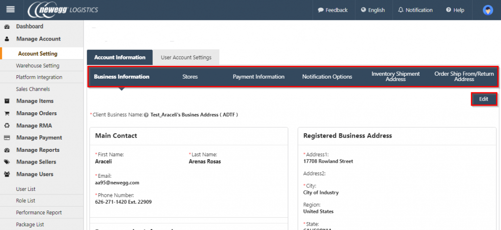 How To Set Up And Manage Account - Newegg Logistics Knowledge Base