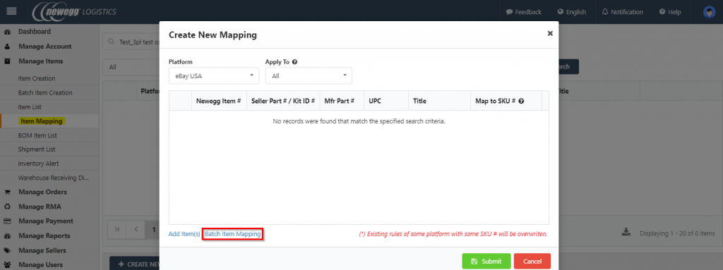 How to create Items - Newegg Logistics Knowledge Base
