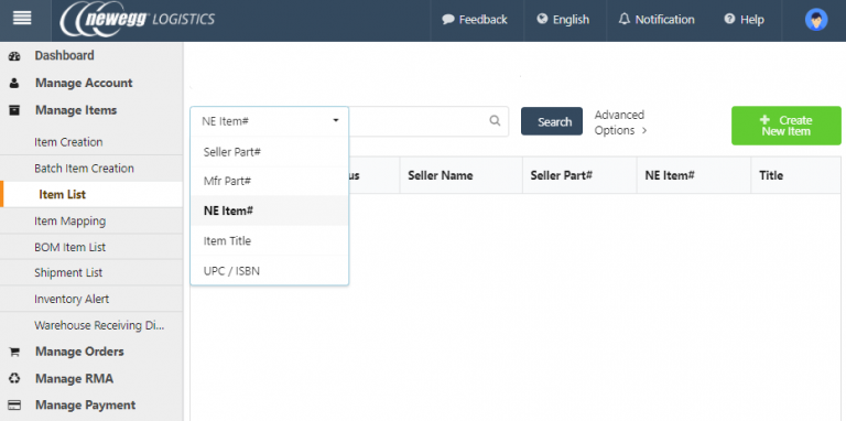 How to create Items - Newegg Logistics Knowledge Base
