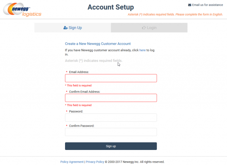 How to register - Newegg Logistics Knowledge Base